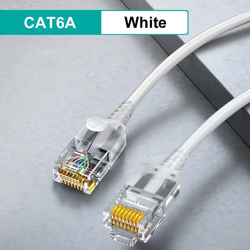 SAMZHE Cat6A тонкий сетевой кабель White Ethernet Cable, 0.5m