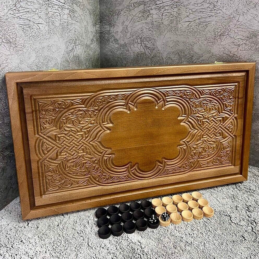 Нарды WGN48 большие деревянные, дерево 58,5х33,5х5 см, бук