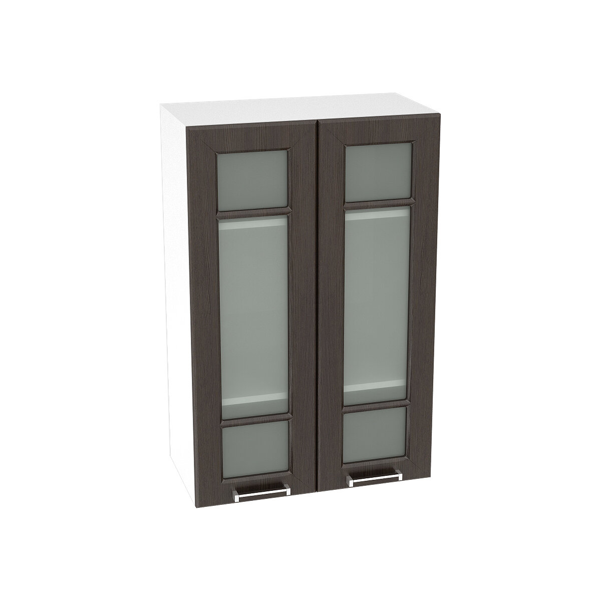 Кухонный шкаф навесной, Кухня Чехия, ШВ609 со стеклом, Белый / Венге