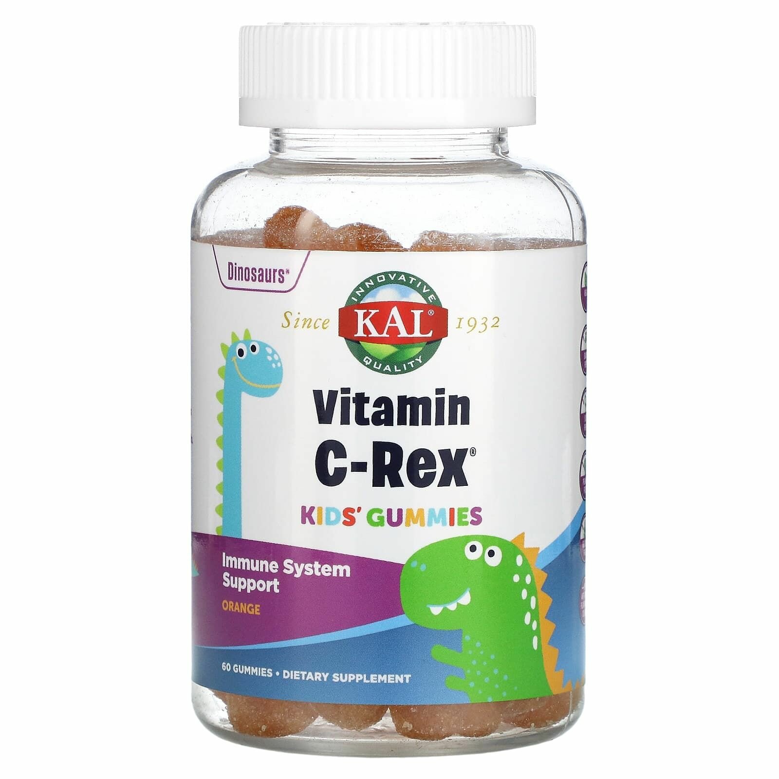 KAL Витамин C Ц для детей, Vitamin C-Rex kids, поддержка иммунной системы и общего здоровья, 60 мармеладок