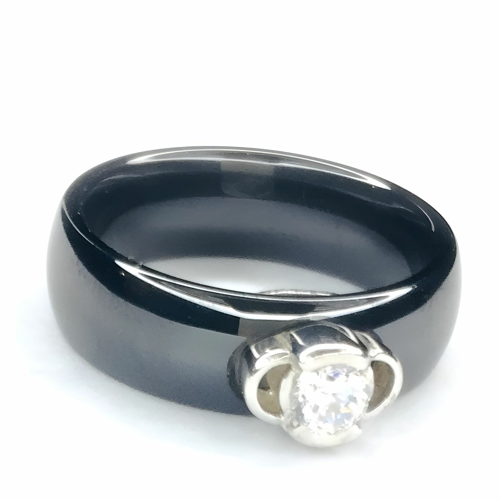 Кольцо тонкое, серебро, 925 проба, родирование, фианит