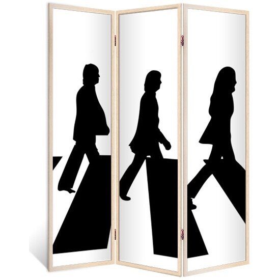 Ширма перегородка Декор Депо для комнаты деревянная "Монастырская дорога" двухсторонняя с картинкой (живопись) 3 створки кремовый дуб 176х140 см 11 кг