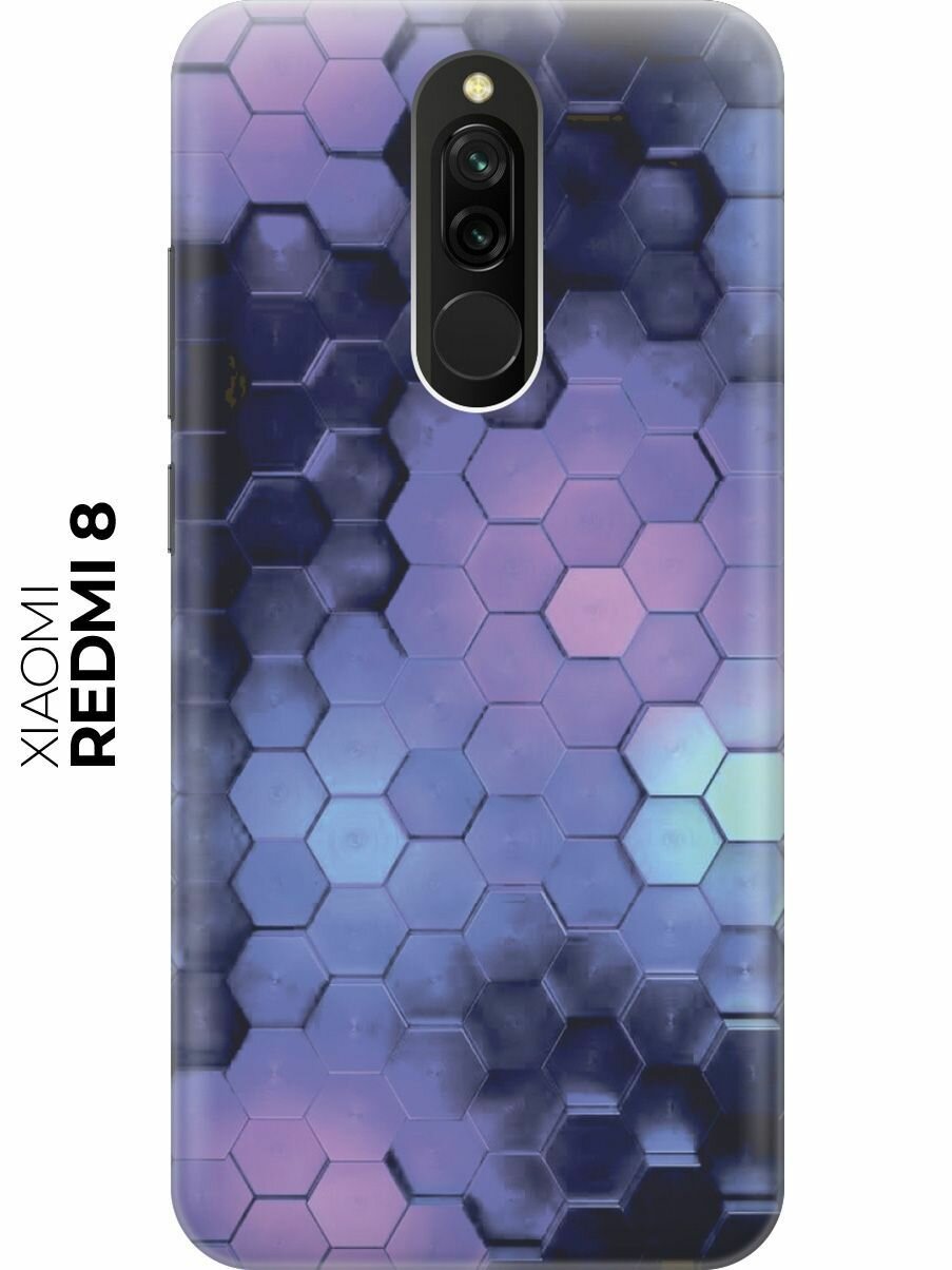 Силиконовый чехол Сиреневые соты на Xiaomi Redmi 8 / Сяоми Редми 8