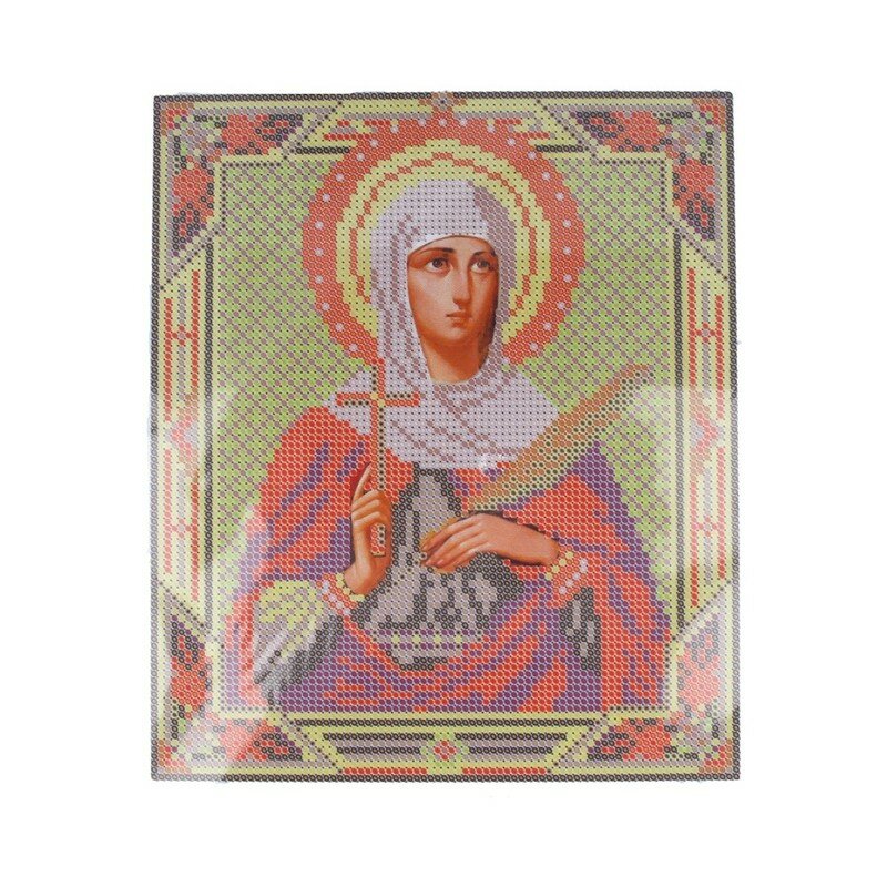 Канва/ткань с рисунком Нова Слобода №1 для вышивания бисером формат А4 19 см х 25 см БИС 9029 "Св. Мц. Татиана (Татьяна) Римская"