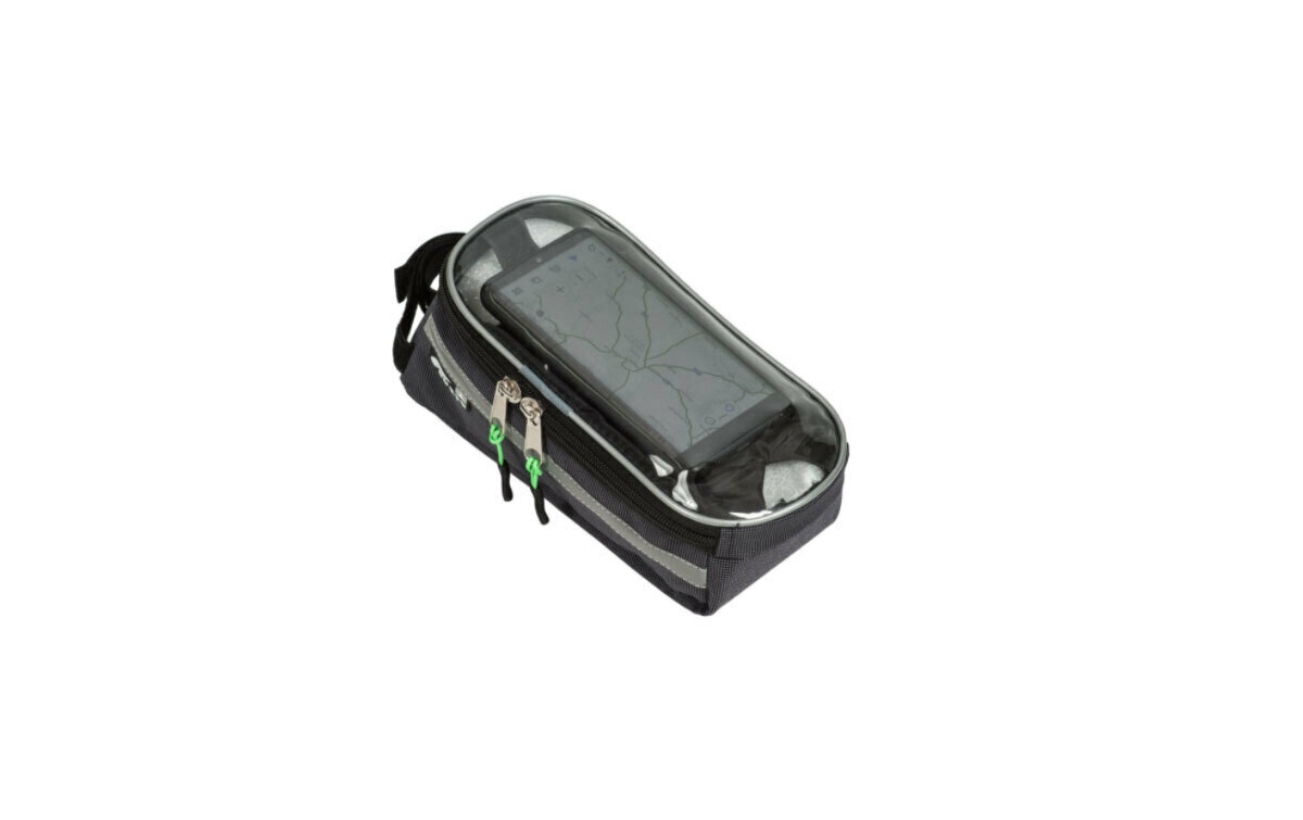 Сумка велосипедная TRIX на раму, 23х10х11см, чехол для телефона, водонепроницаемая, серая