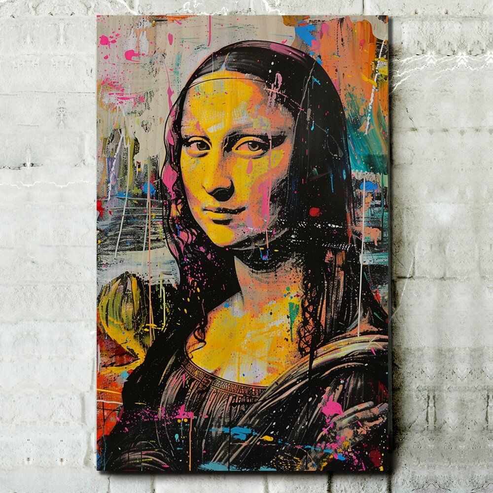 Картина интерьерная на дереве гранжовая Мона Лиза (андеграунд, Mona Lisa, Да Винчи) - 15724 В
