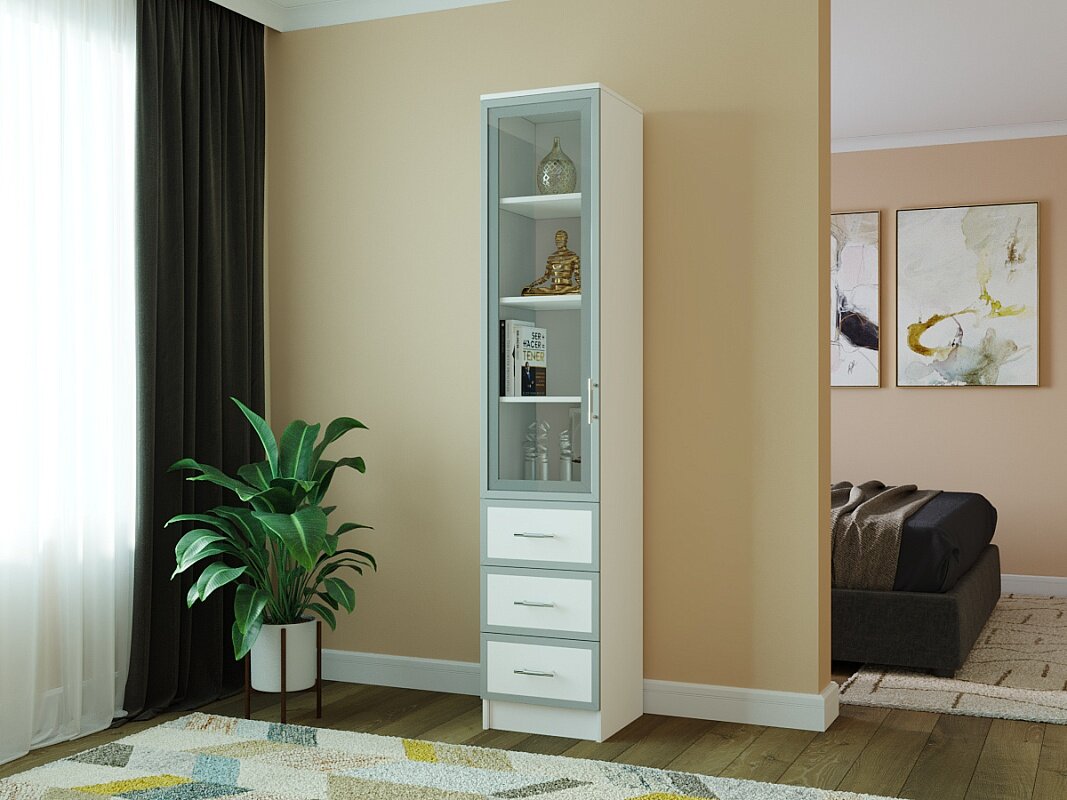 Книжный шкаф МебельЛэнд24 Альма - 5 Белый 40x40x220