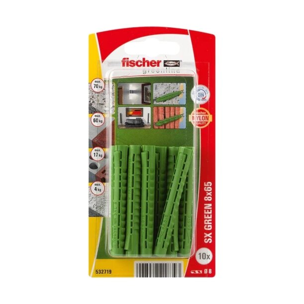 Дюбель распорный Fischer SX Green 8х65 мм 10 шт