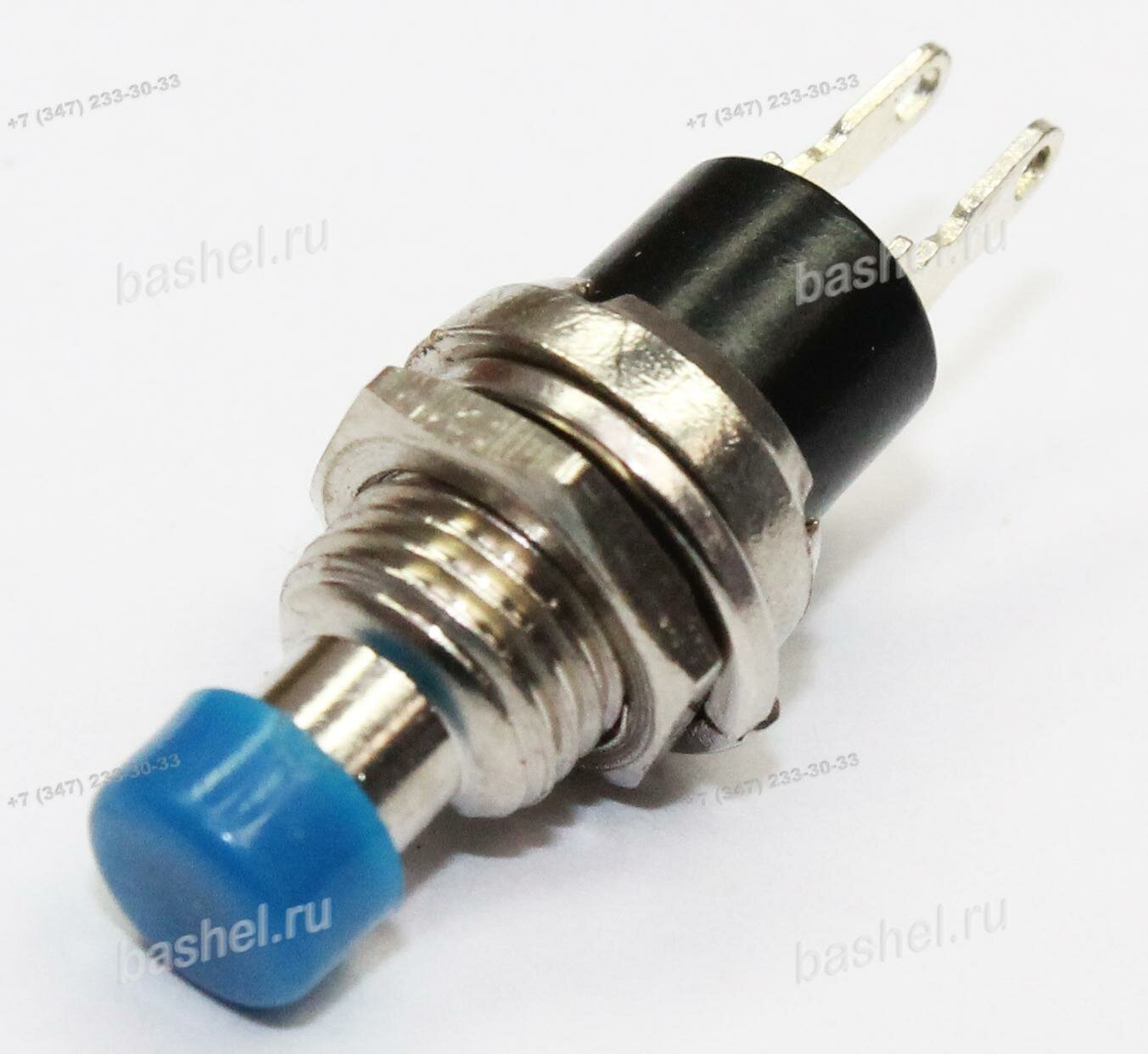 Кнопка PBS-10B-2 мини, б/ф, мет, синяя