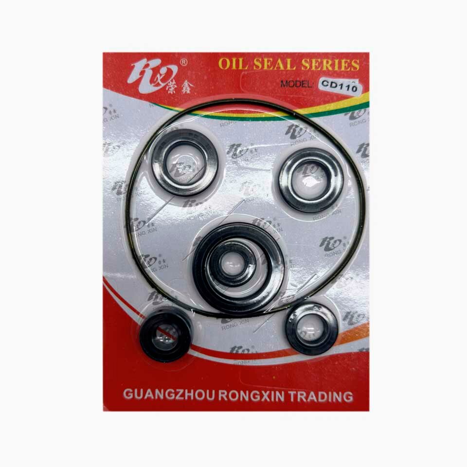 Набор сальников на мопед Альфа, Дельта, ТТR 50-125сс, 139FMB, 147MD, 152FMH, 152FMI (6 шт.) (c уплотнительным кольцом)