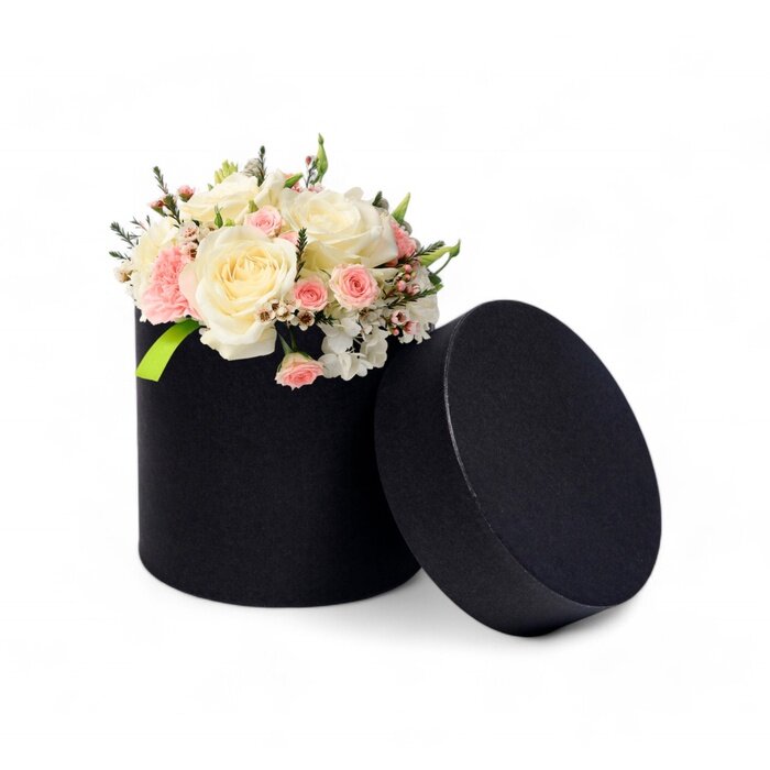 Коробка подарочная круглая, тубус, чёрная, 10×10 см