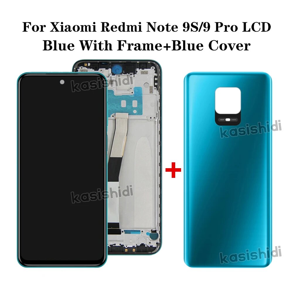 100% Протестировано для Xiaomi Redmi Note 9S/Note 9 Pro/Note 9 Max M2003J6A1G M2003J6B2G ЖК-дисплей с сенсорным экраном и дигитайзером в сборе With Blue Cover