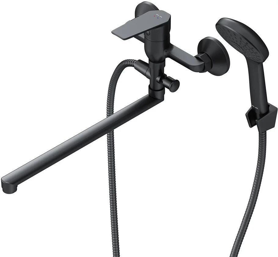 Смеситель для ванны Am.Pm Gem F90A90122 универсальный, с душевым гарнитуром, черный матовый