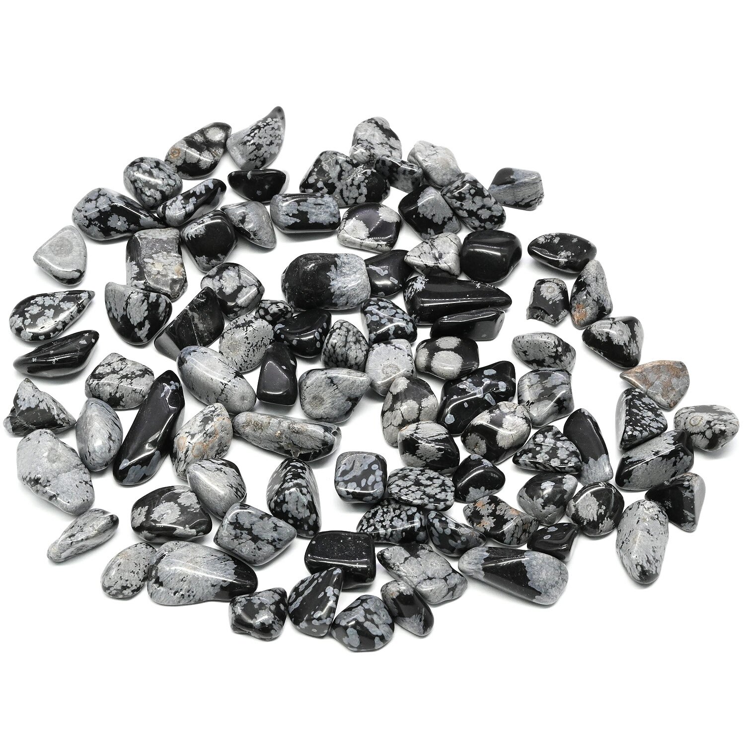 Обсидиан снежный галтовка фракция 10-15мм, упаковка 100г .