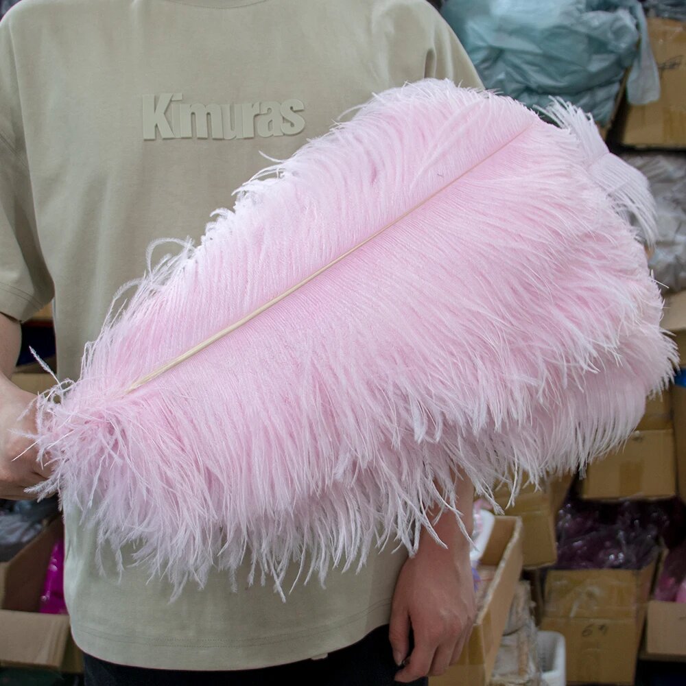 Золотые страусиные перья 15-60 см Розовый, 35-40CM Fluffy, light pink