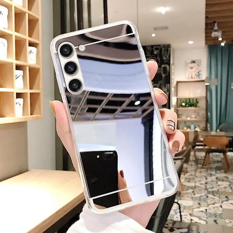 S 23 21 22 Модный зеркальный силиконовый чехол из розового золота для Samsung Galaxy S23 S21 S22 Plus Ultra Luxury Back Cover S23plus Galaxys23 Silver, s23