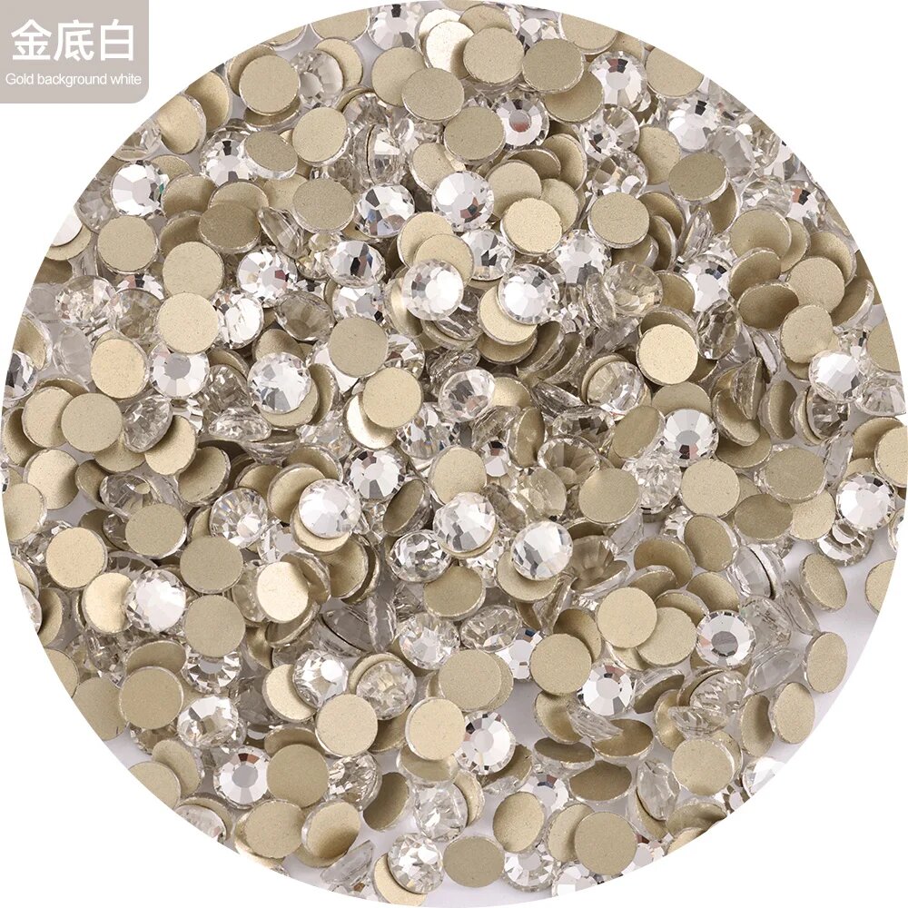 Стразы Crystal AB SS3-SS40 для декорирования ss5 1440pcs, Gold base Clear