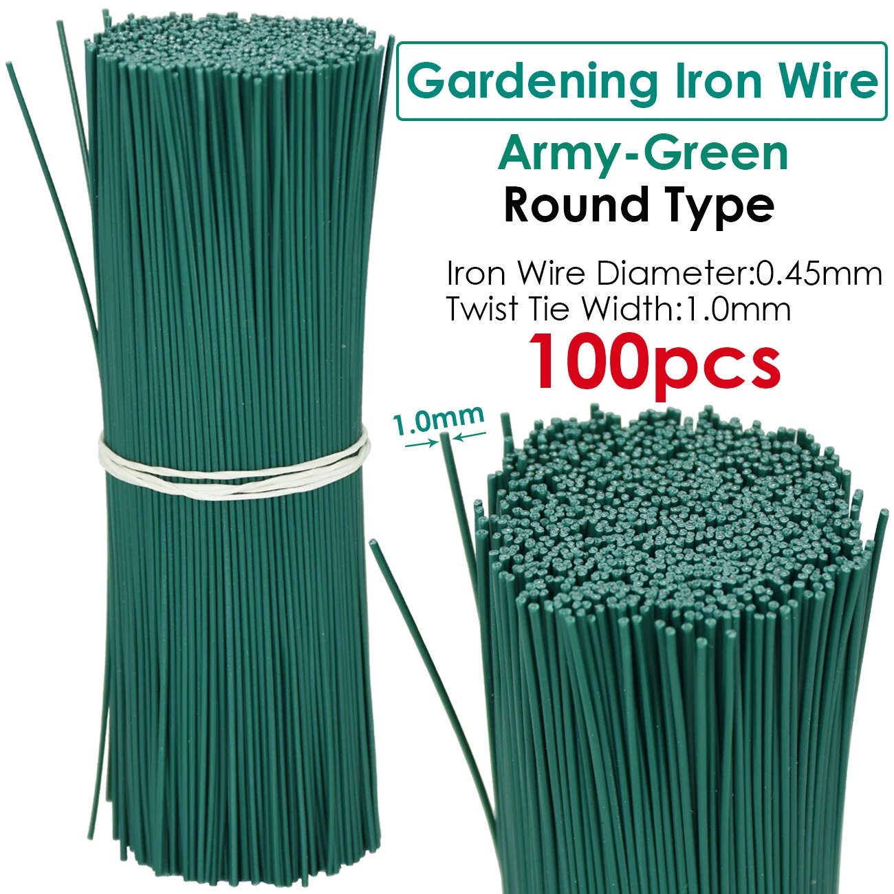 Садовые стяжки из железа, Armygreen-100pcs, 15см