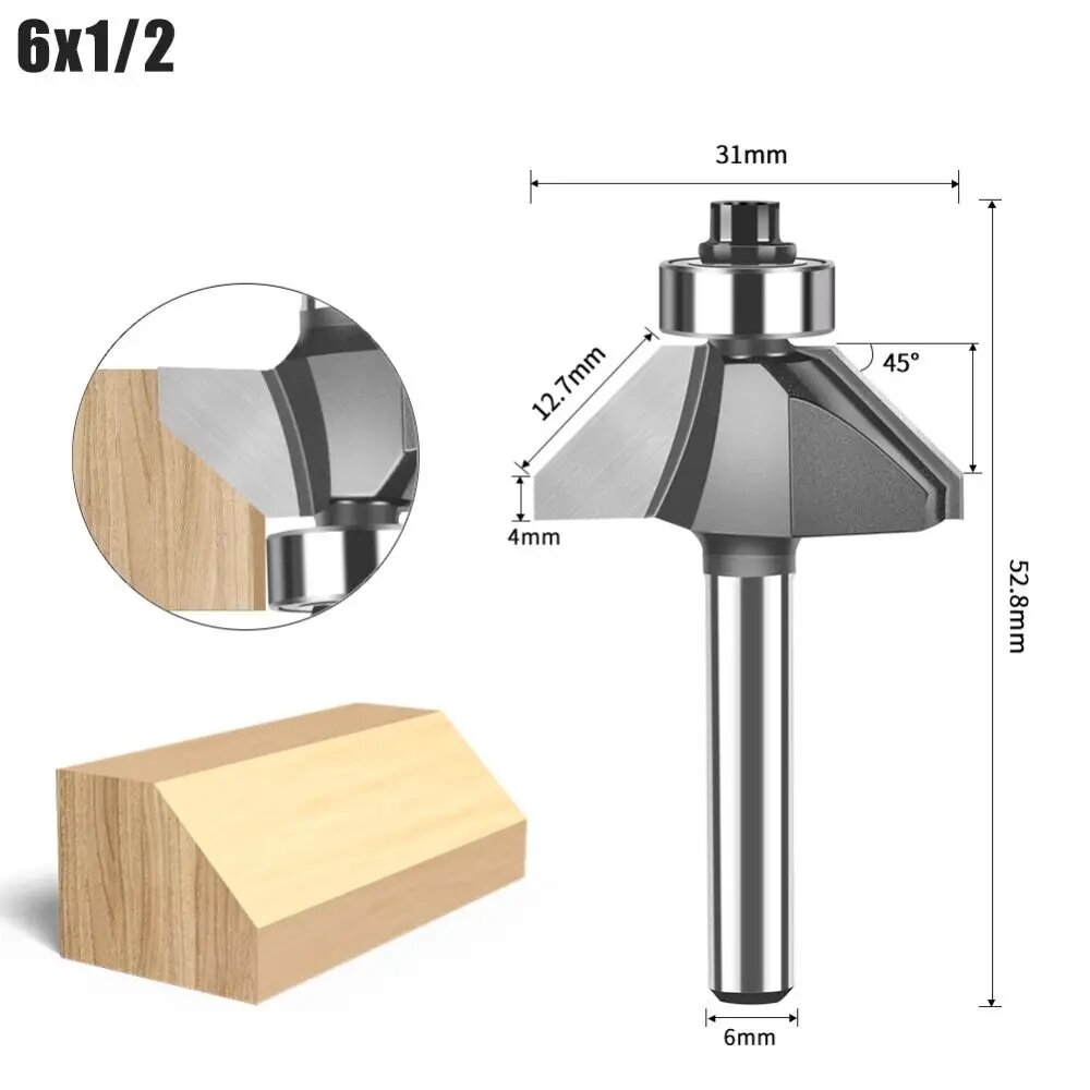 Фреза по дереву GUHEHARD спиральная 45 градусов 6 мм/6,35 мм 6x1-2