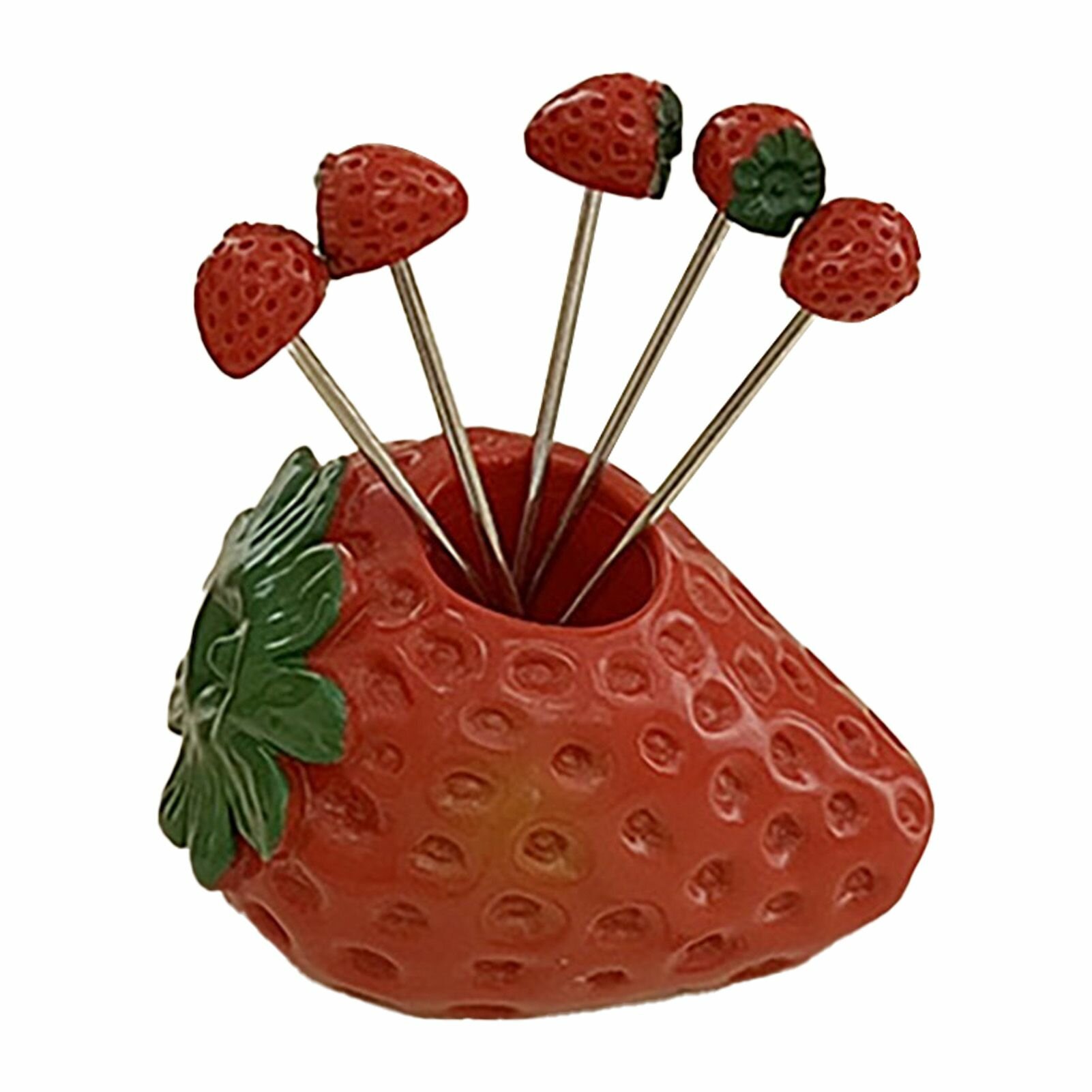 5 шт, набор вилок для фруктов, милая форма, многофункциональные вилки для фруктов из нержавеющей стали, вилки для выбора еды с держателем, клубника