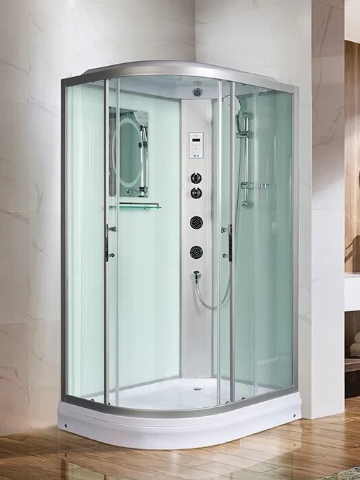Душевая кабина WeltWasser Werra 1204 R 10000003331 120x90x217 см R, с крышей, гидромассажем, низкий поддон, профиль матовый хром, стекло прозрачное