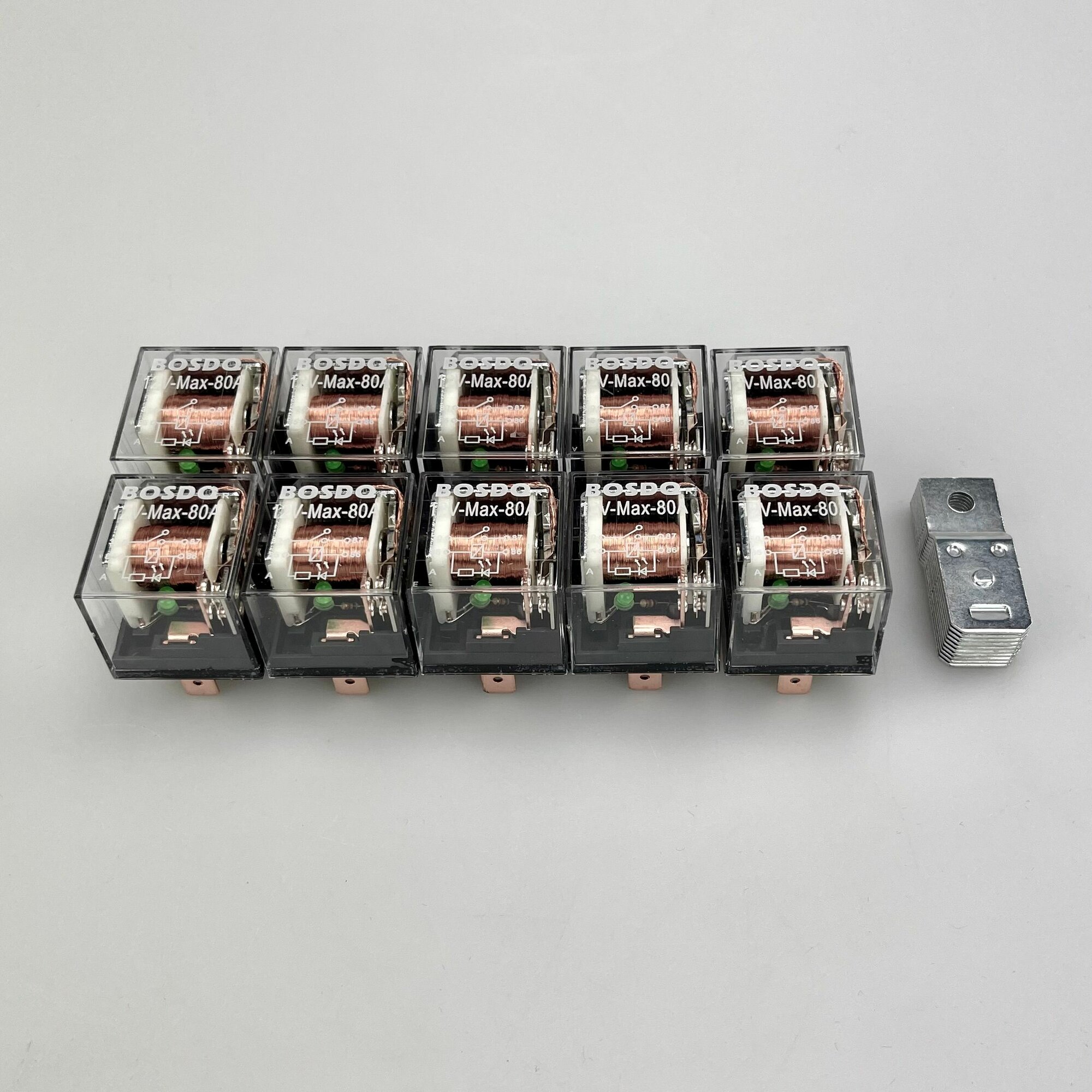 Реле универсальное 4-контактное 12В до 80А (нормально-разомкнутое) прозрачное, для 3302, 2705, 3221,2170, 469, 10 штук