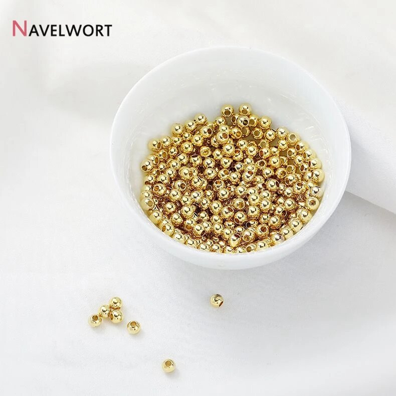 Золотые латунные разделительные бусины NAVELWORT 100 шт 2mm - 100 pieces, 14K gold plated