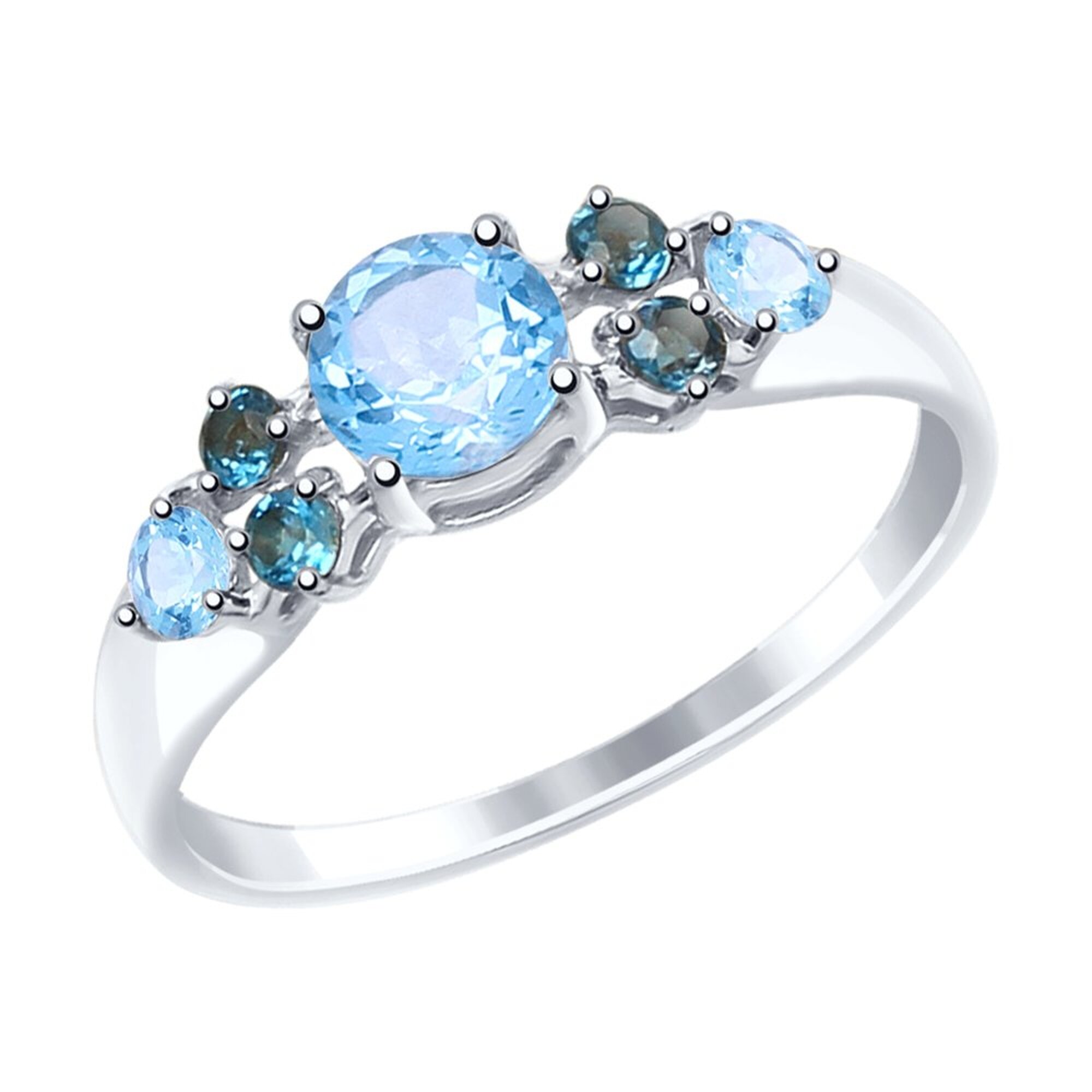 Кольцо, белое золото, 585 проба, Лондон топаз, топаз