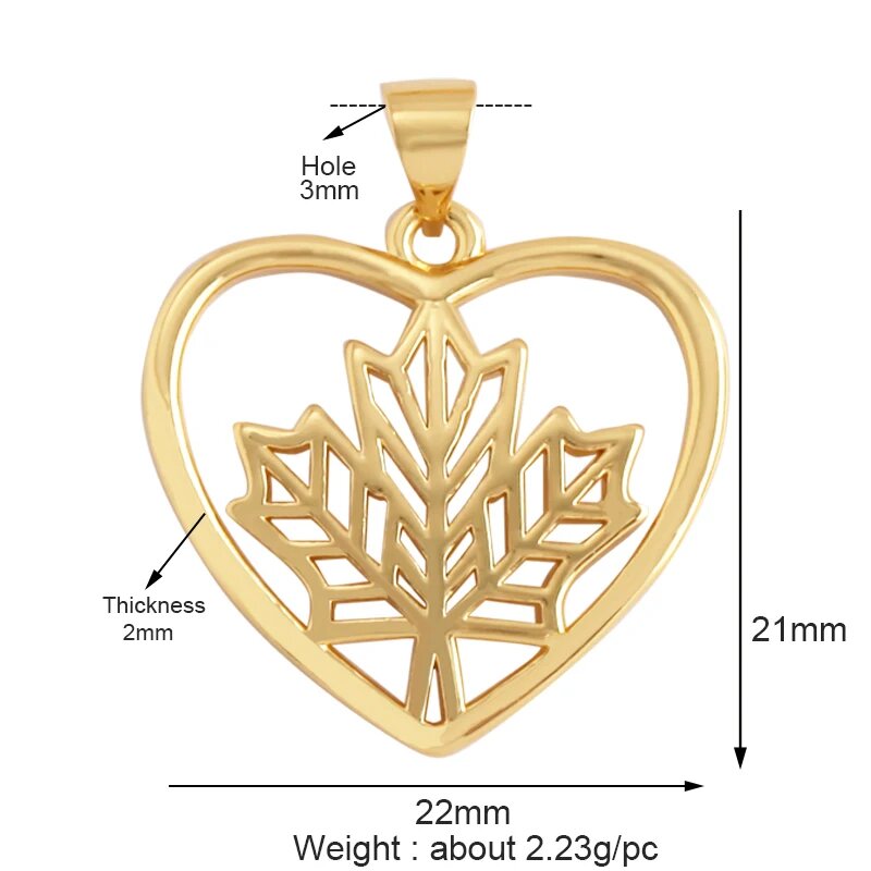 Золотой шарм цветок розы, кленовый лист S311248-Gold