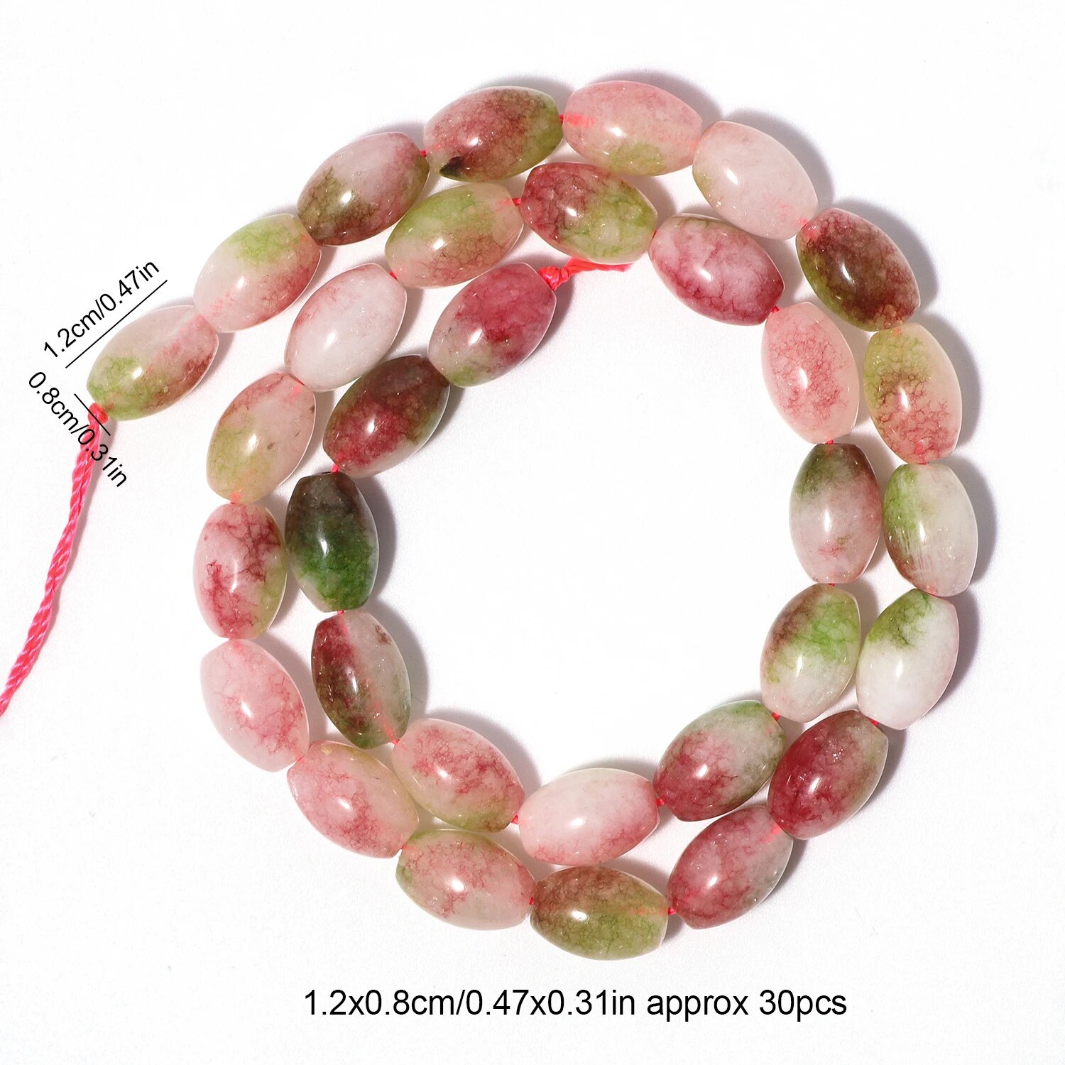 Бусины из бирманского нефрита и турмалина TANANTA Розовый, tourmaline jade