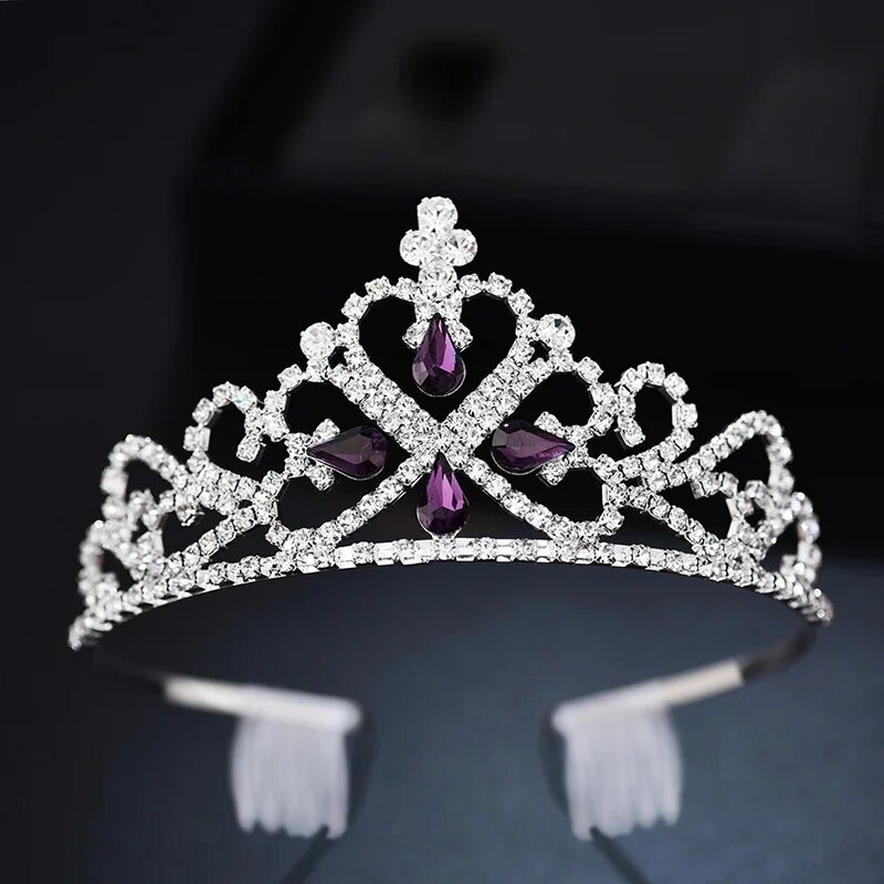 Корона для невесты с фиолетовыми камнями, purple
