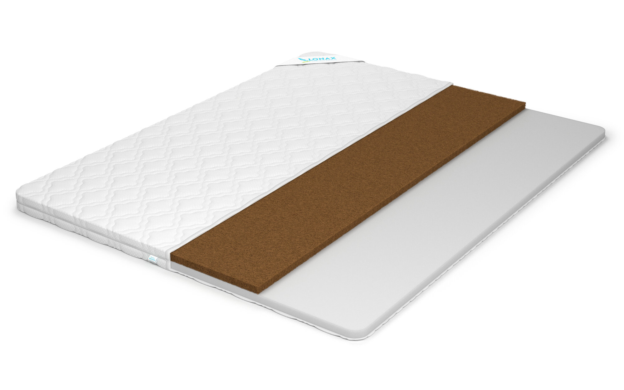 Матрас Lonax Strutto Cocos 6 130х190 серии Топпер высота 6 см анатомический жесткий средней жесткости кокосовый