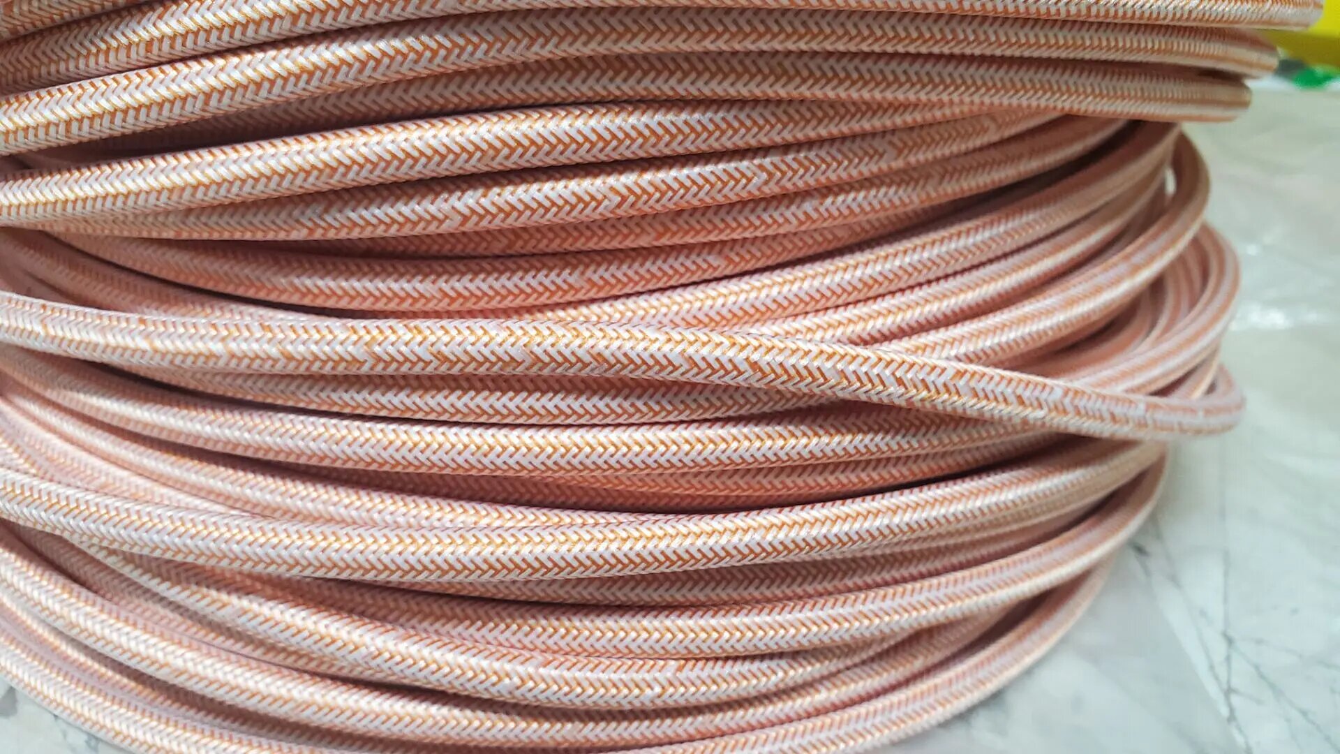 Электрический кабель VDE 2-жильный 0,75 мм², тканевая оплетка 54 orange white, 2 м