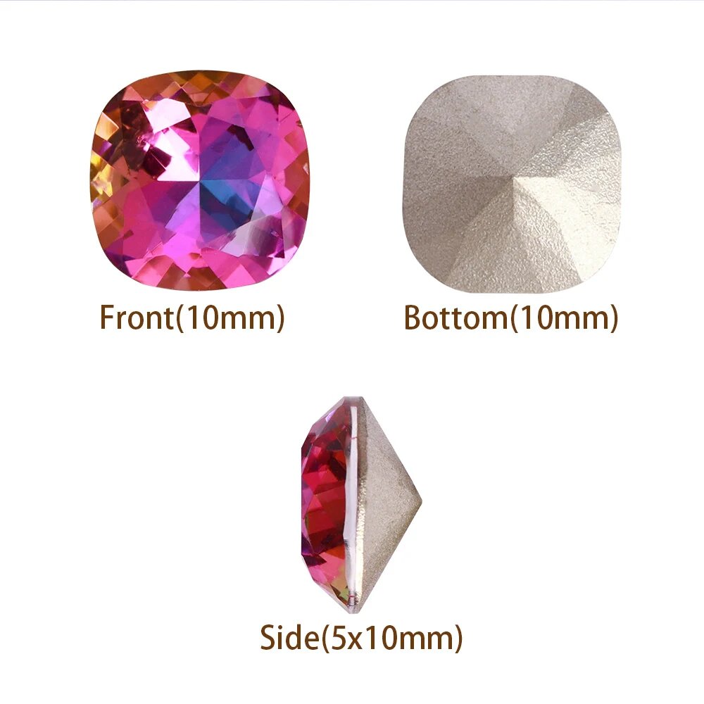 Кристаллы K9 стекло квадратные для декора Розовый, 12mm, Heliotrope