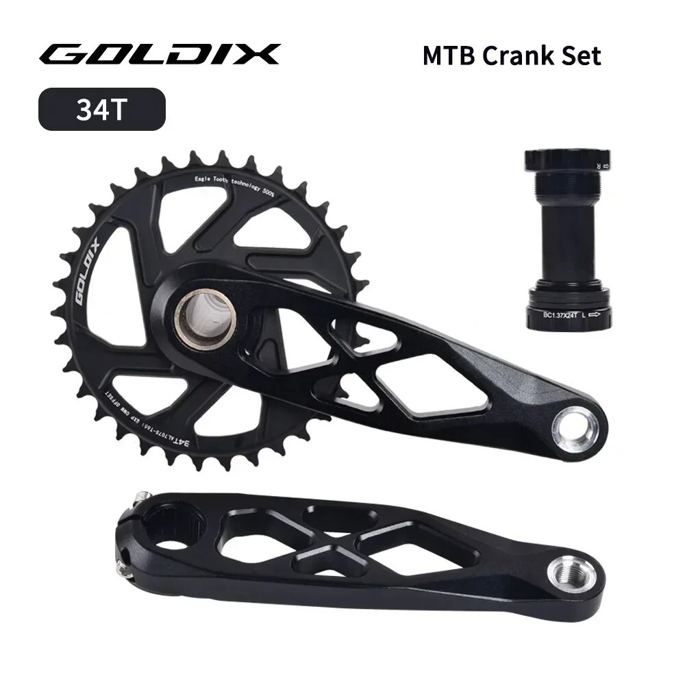 GOLDIX Шатуны для горного велосипеда R-SPEC Trail 165/170/175 мм 175 мм, Crank 34T BB