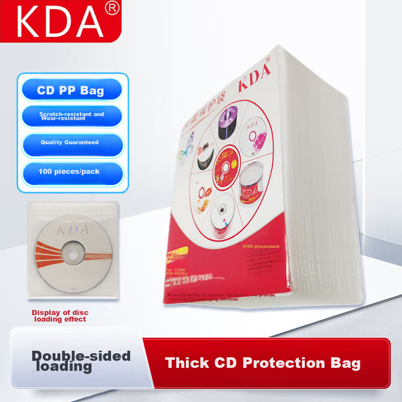 KDA Thick White Frosted PP Double-Sided Disc Case, CD/DVD 12CM Universal Disc Storage Bag, Disc Protector, 100 Pieces/pack