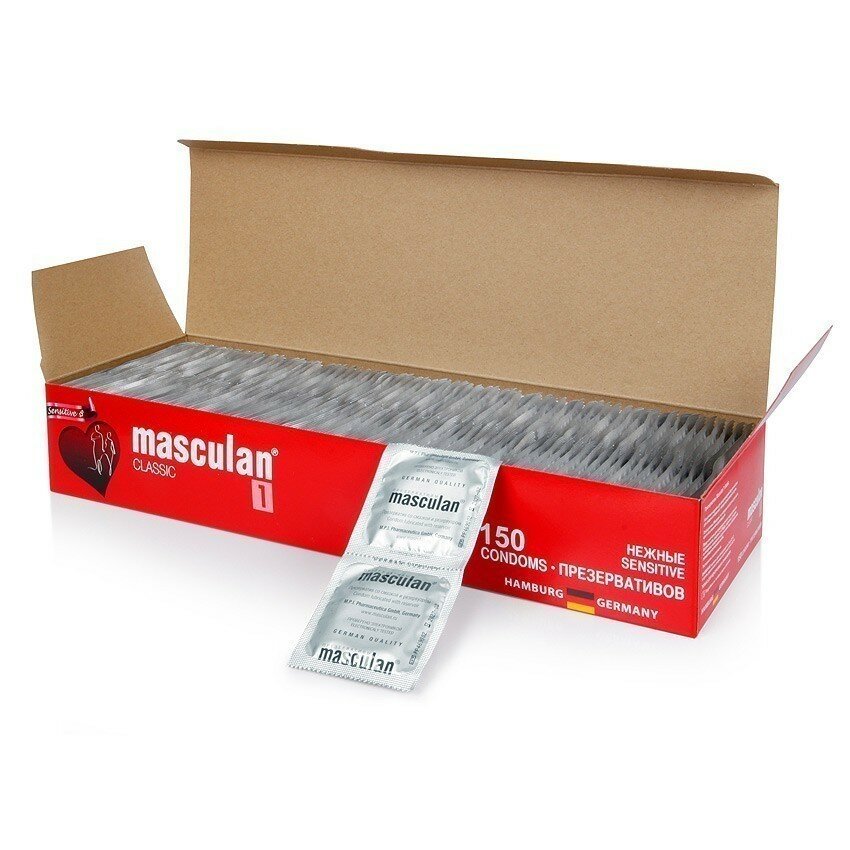 Masculan Classic Sensitive, 150 шт — розовые презервативы
