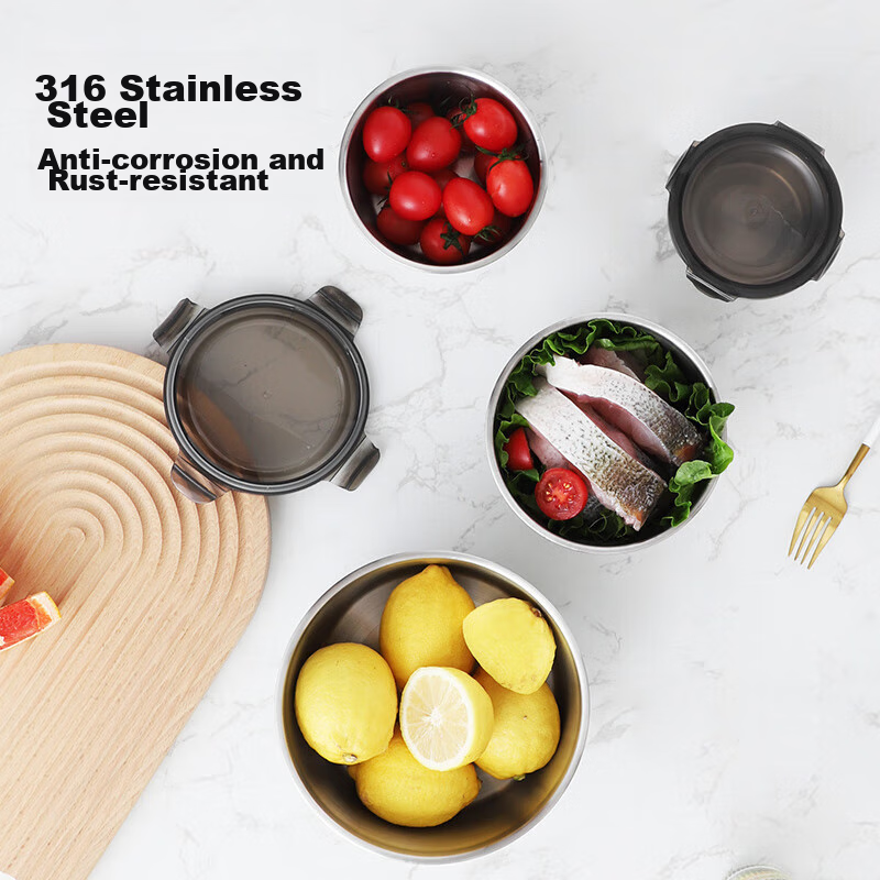 Meichun (Maxcook) 316 Stainless Steel Food Storage Container, Microwave-Safe Lunch Box, Bento Box, Refrigerator Storage Container, 3500ml, MCFT2820