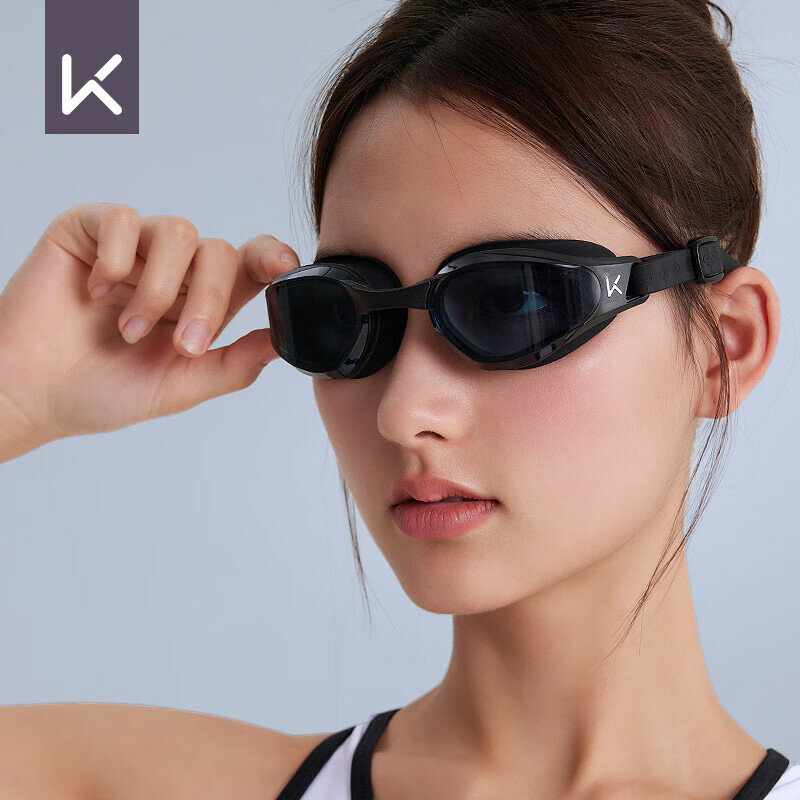 Спортивные очки для плавания с антизапотеванием и шапочкой для мужчин и женщин чёрного цвета -3.00 диоптрий Степень