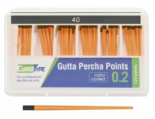 Штифты гуттаперчевые №40, рентгеноконтрастные, EuroType