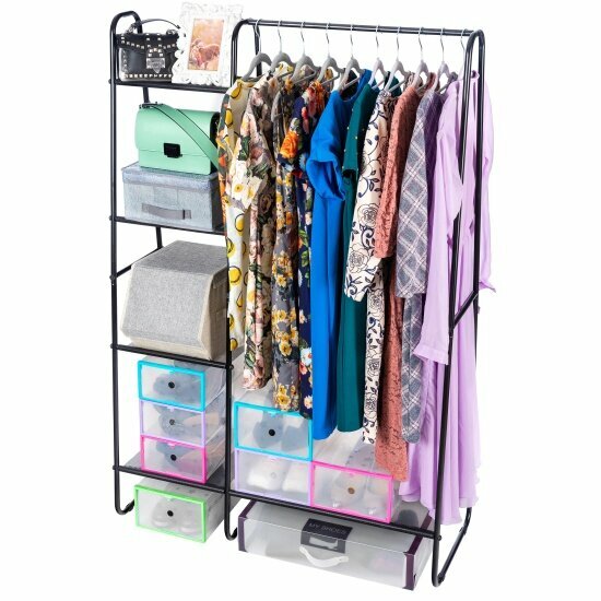 Вешалка для одежды EL Casa с 5-ю полками, черная