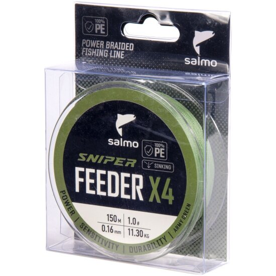 Плетеный шнур Salmo Sniper х4 FEEDER BRAID Army Green 150/016