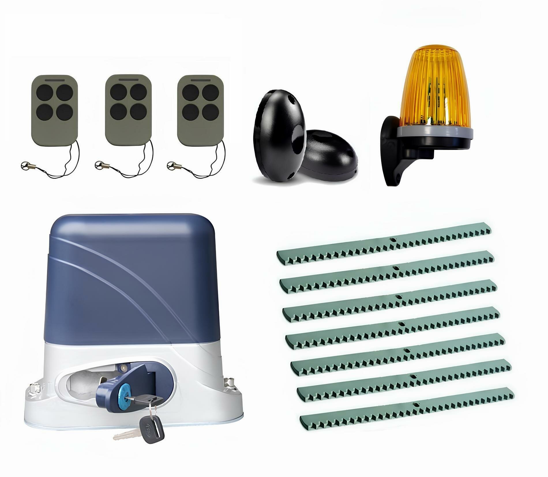 Автоматика для откатных ворот KSL-800 FULL-3K7-Т3, комплект: привод, 3 пульта, фотоэлементы, лампа, 7 реек