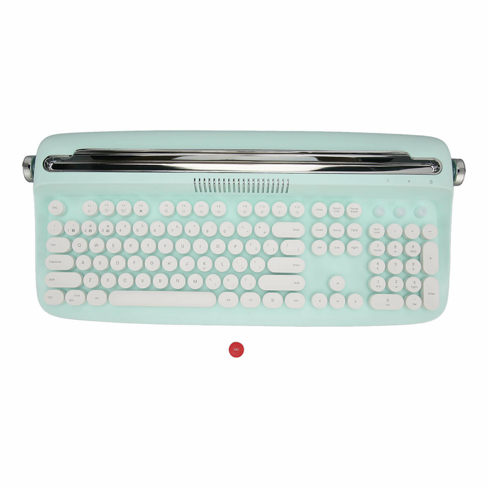 Беспроводная клавиатура в стиле ретро, 104 клавиши, BT5.0, встроенная подставка для планшета, смартфона, ноутбука (зеленая)