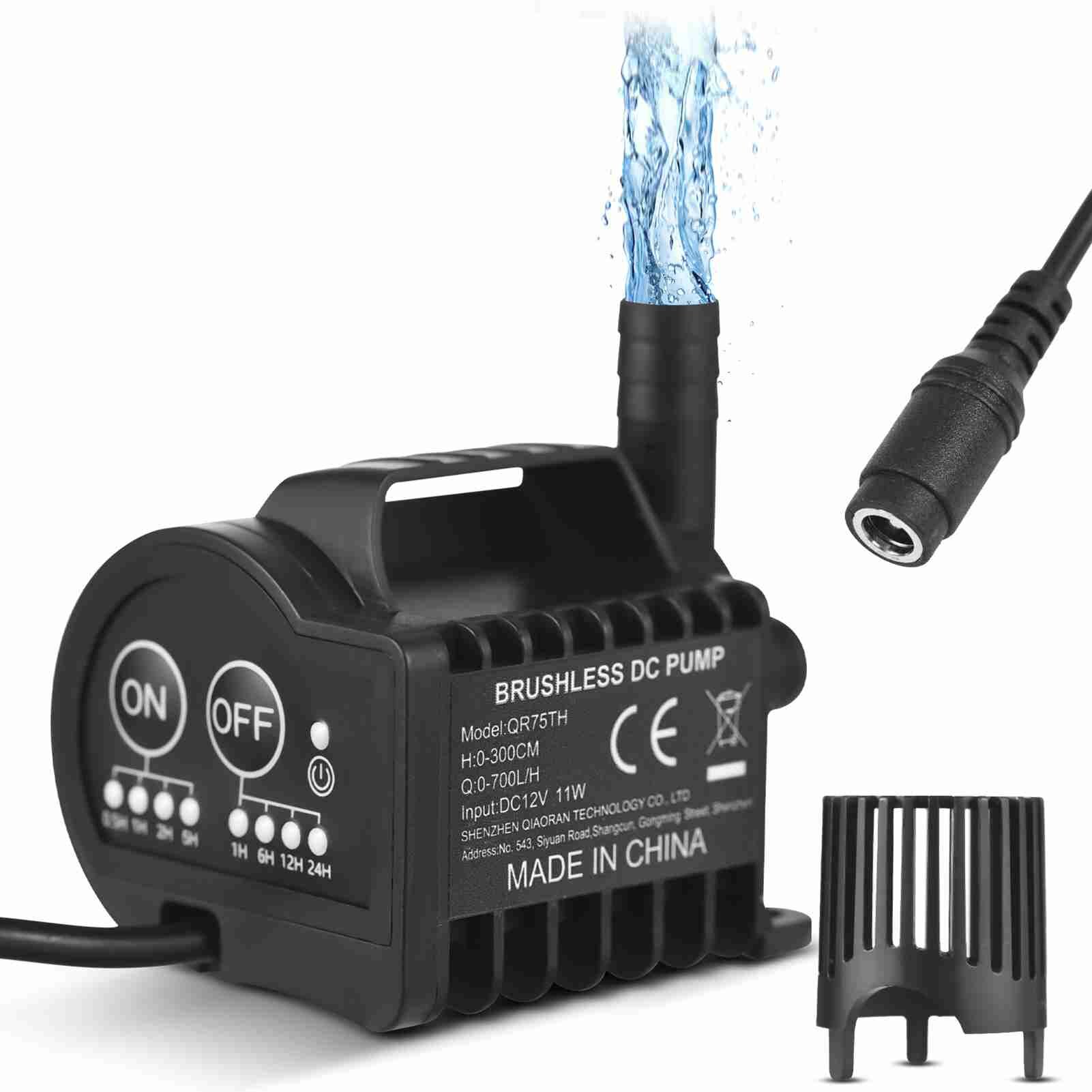 Мини-водяной насос 12V — 4-ступенчатый таймер, расход 700 л/ч, основание-присоска, для аквариума/пруда