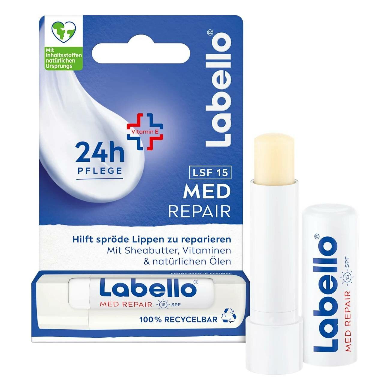 Гигиеническая помада Labello - Med Repair, с витамином Е и SPF 15, 4.8 г, 2 шт