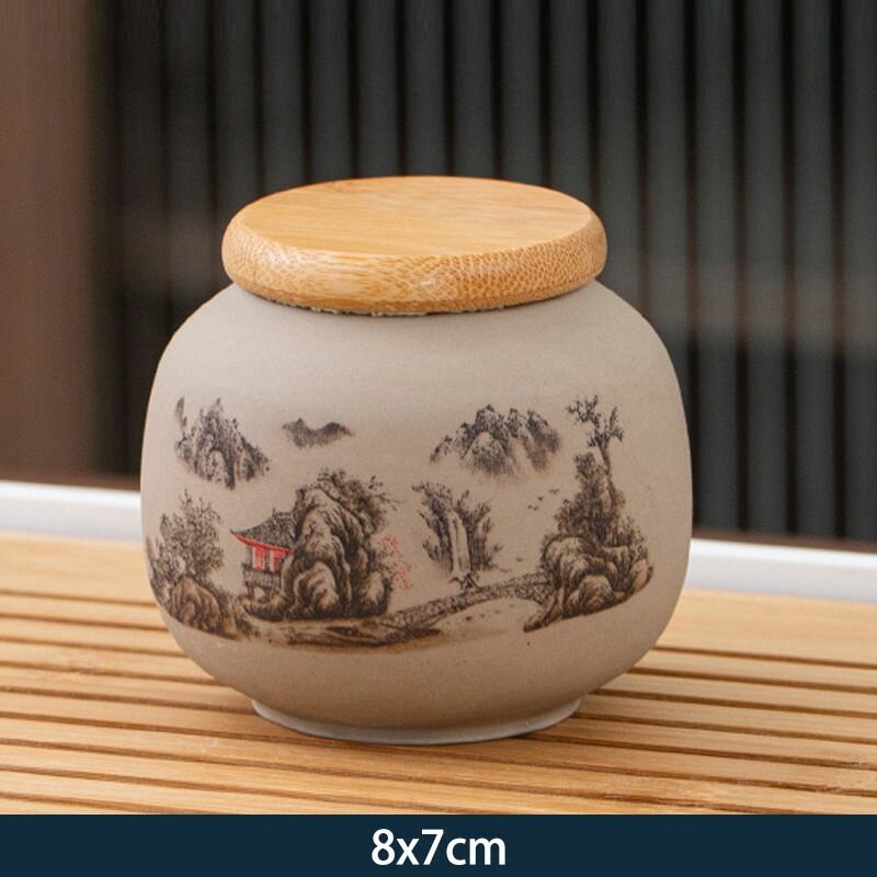 Чайница для чая IKEA "Старый дом", керамика, бамбук, 200мл, бежевая, герметичная крышка