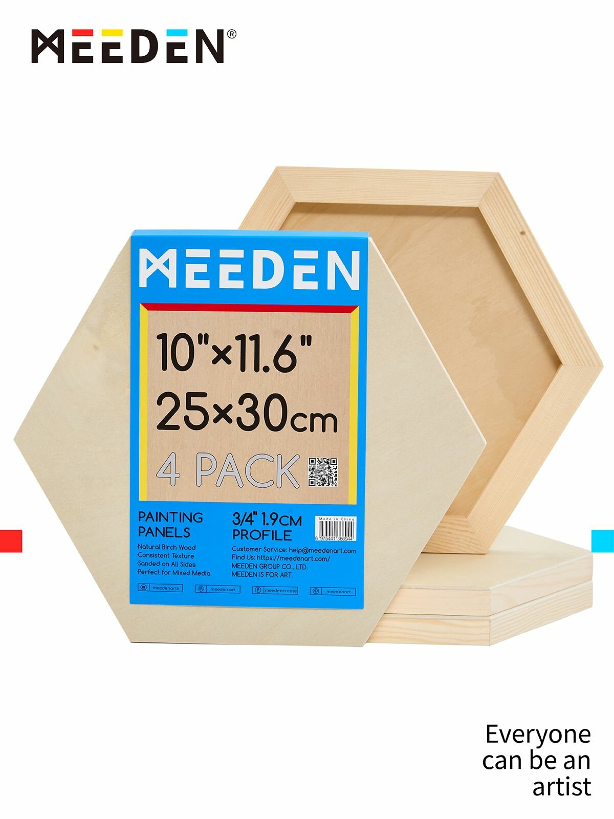 Набор холстов MEEDEN, для заливки, росписи, дерево, 10x11,7 см, 4 шт