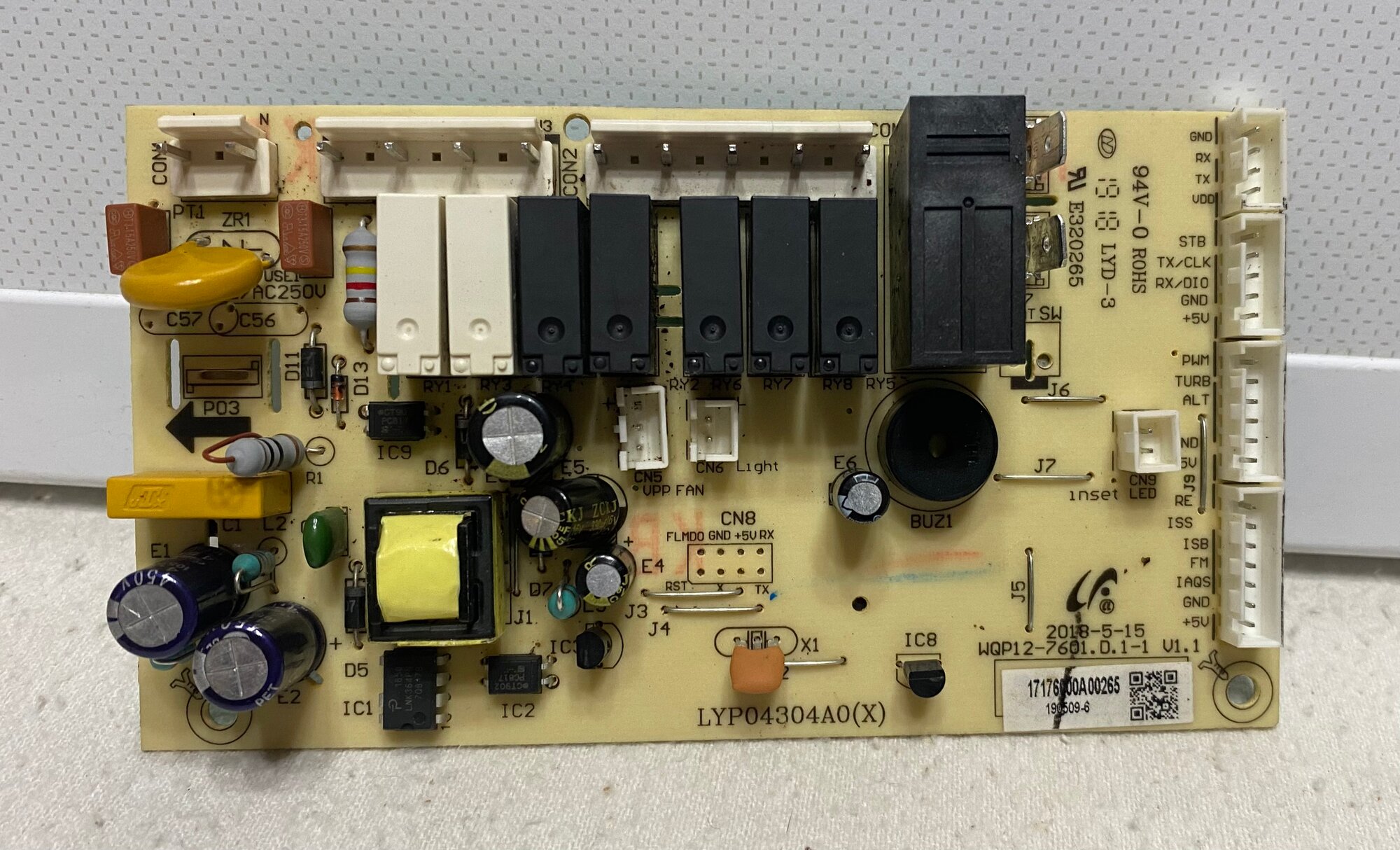 Модуль силовой/ плата управления WQP12-7601.D.1-1 V1.1 для посудомоечной машины Midea (Мидеа), Hansa (Ханса), Candy (Канди), Maunfeld (Маунфилд), Zigmund & Shtain (Зигмунд энд Штайн), Gorenje (Горенье), Weissgauff (Вейсгауфф) 2018-5-15
