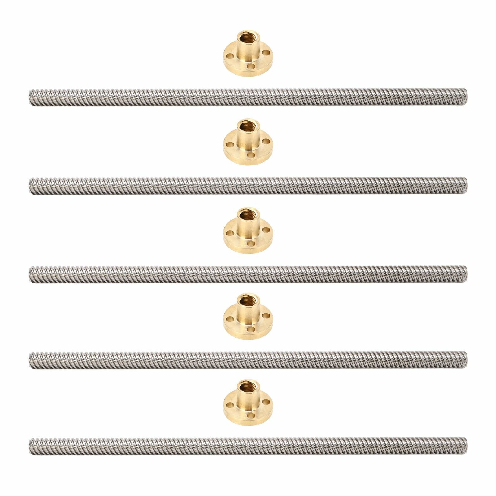 5 шт. ходовых винтов T8 с шагом 2 мм, шагом 8 мм, стержень с резьбой 200 мм с латунной гайкой для системы линейного перемещения 3D-принтера